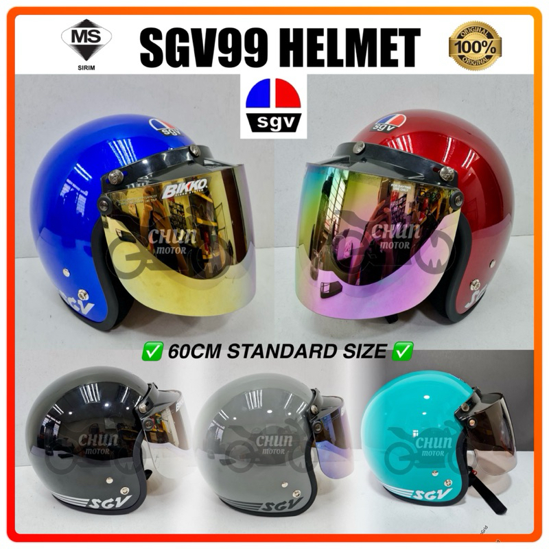 ORIGINAL SGV99 HELMET MOTORCYCLE SIZE 60CM WITH VISOR (SIRIM LULUS ...