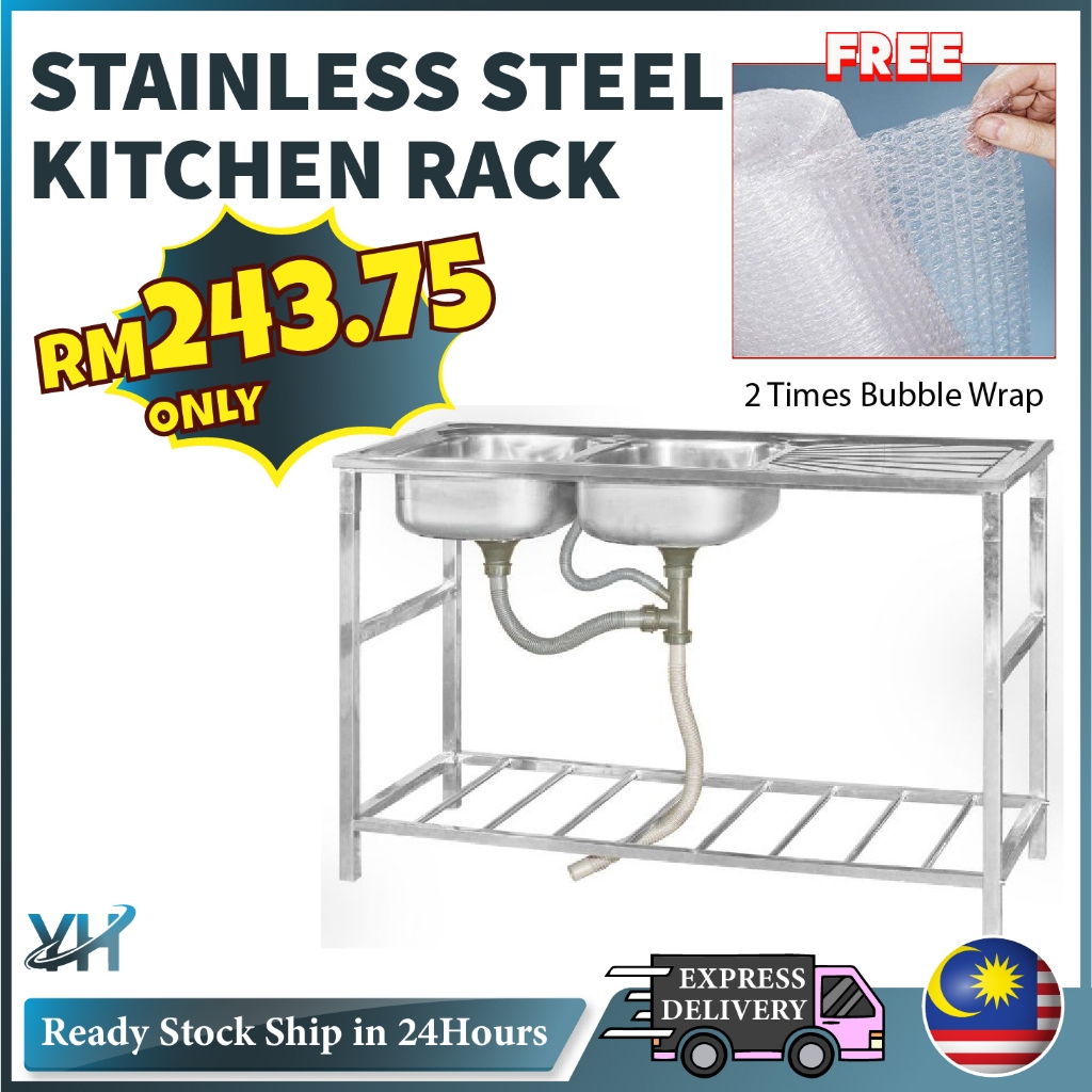 Rak Sinki Dapur Stainless Steel Kitchen Sink Rack / Sink Stand Complete ...