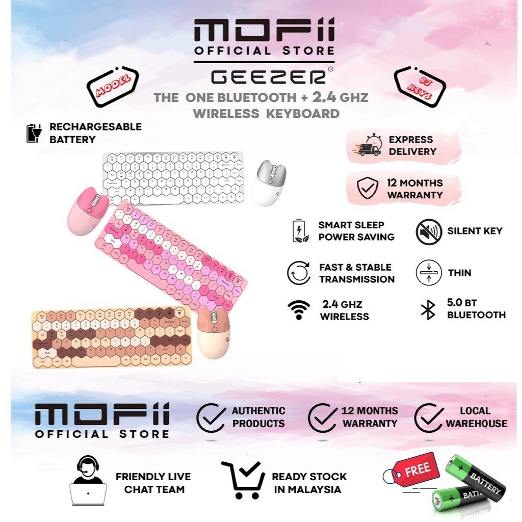 MOFII Geezer The One Ergonomic Aluminum Thin Silent Bluetooth 2.4ghz ...