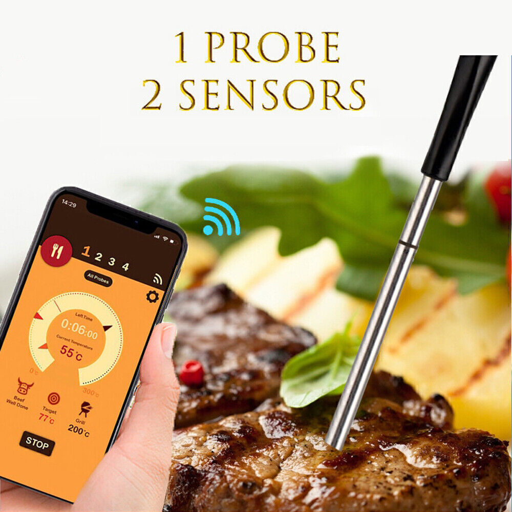 【Malay inventory】Food Meat Steak Thermometer Dual Sensor Smart Bluetooth Barbecue Oven Kitchen ...