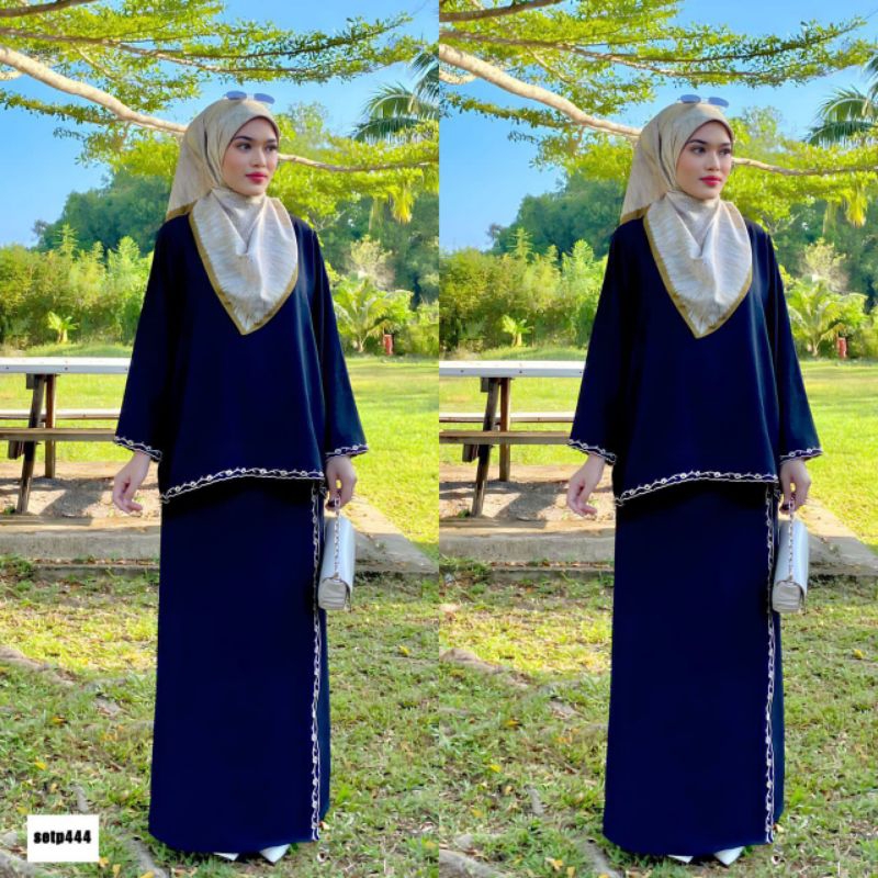 SET BAJU RAYA ♥️ BAJU KURUNG KEDAH SULAM IRONLESS/ SET P444 | Shopee ...