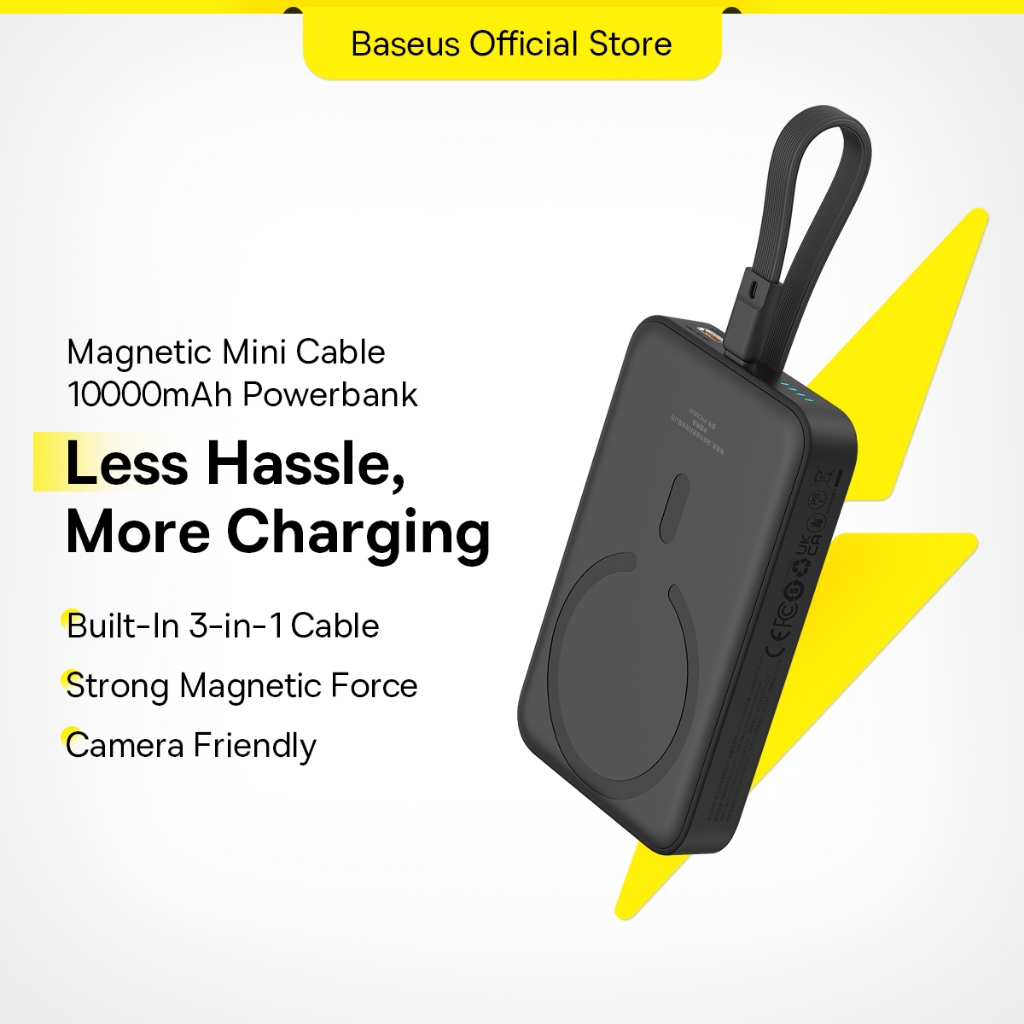 Baseus Magsafe Power Bank 10000mah Magnetic Wireless Charging PD 20W Fast Charging with Cable ...