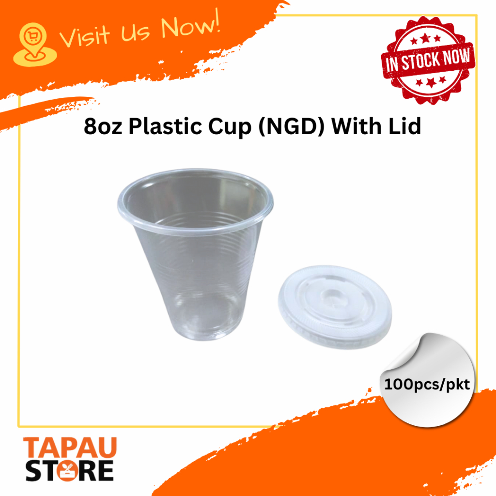 (100PCS) 8oz Plastic Cup with Lid | Shopee Malaysia