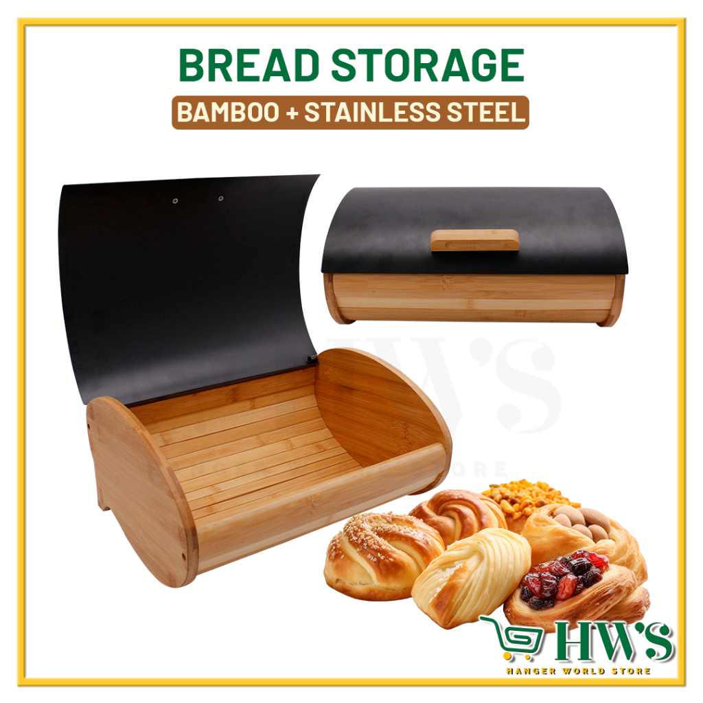 HWS BREAD STORAGE WOODEN WITH COVER BREAD BOX BEKAS SIMPAN ROTI KEK ...