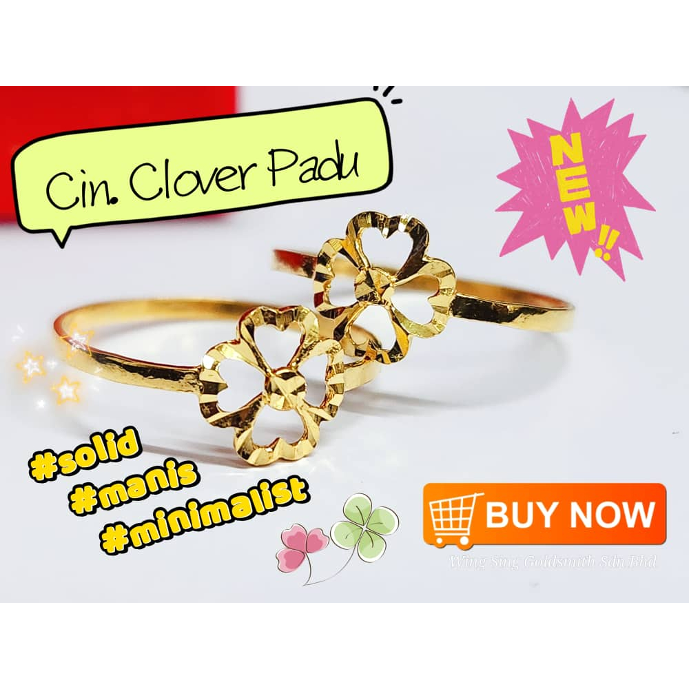 Wing Sing Cincin Daun Semanggi Tulen Fesyen Padu Emas 916 / 916 Gold ...