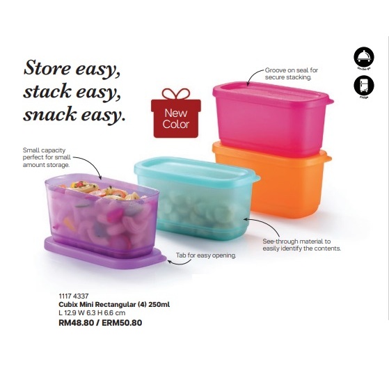 Tupperware Cubix Mini Rectangular/ Precious Snowflakes Gift Set/ Sweet ...