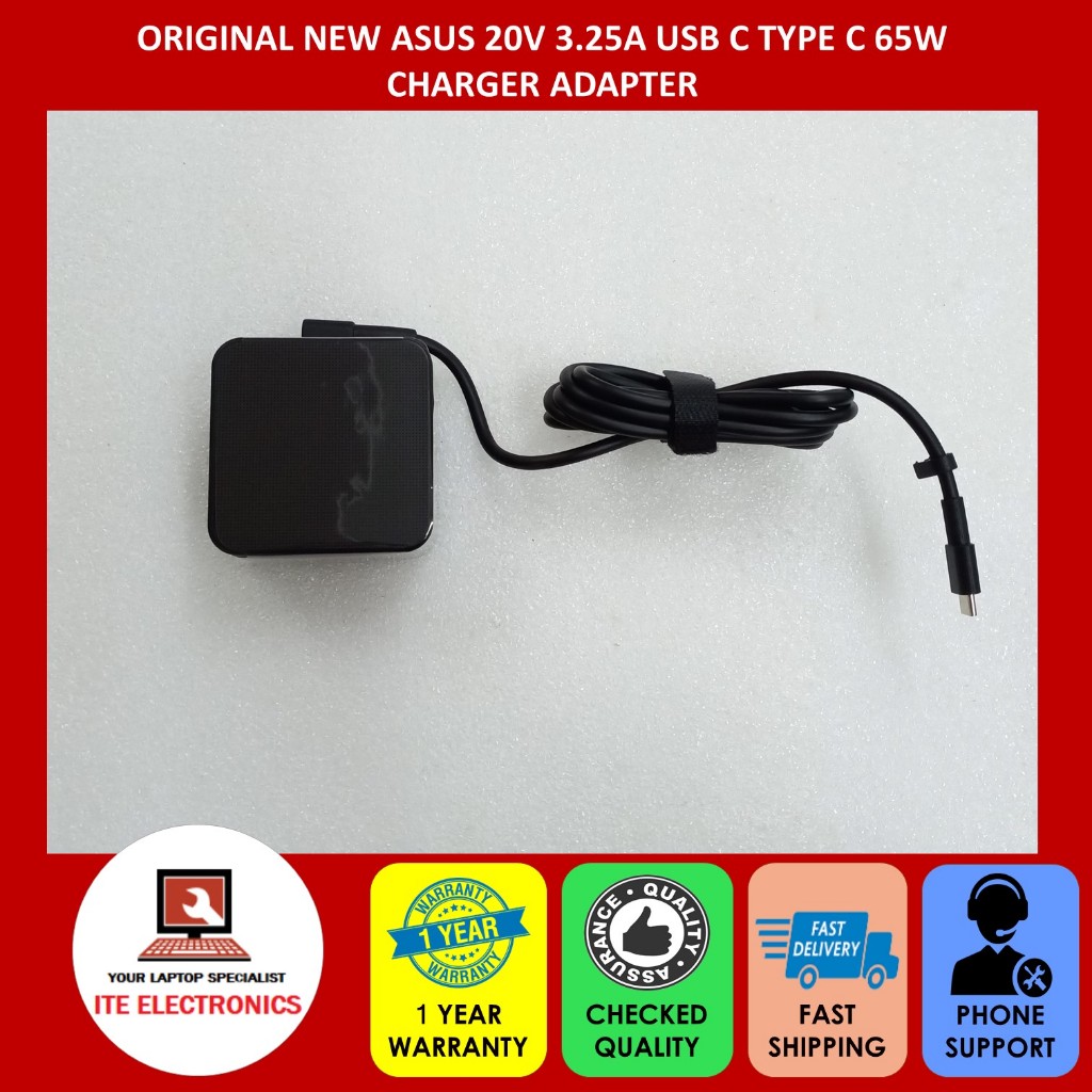 ORIGINAL NEW ASUS 20V 3.25A USB C TYPE C 65W CHARGER ADAPTER AD10380 | Shopee Malaysia