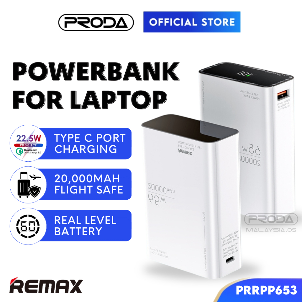 REMAX 20000mAh Super Fast VOOC 65W Powerbank Laptop Charging Portable ...
