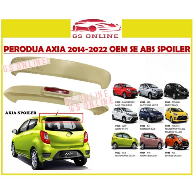 PERODUA AXIA 2014 2016 2018 2020 2022 OEM ORIGINAL SE STYLE ABS SPOILER ...