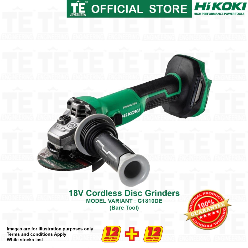 HIKOKI 18V Cordless 100mm (4") Disc Grinders (MODEL VARIANT : G1810DE ...