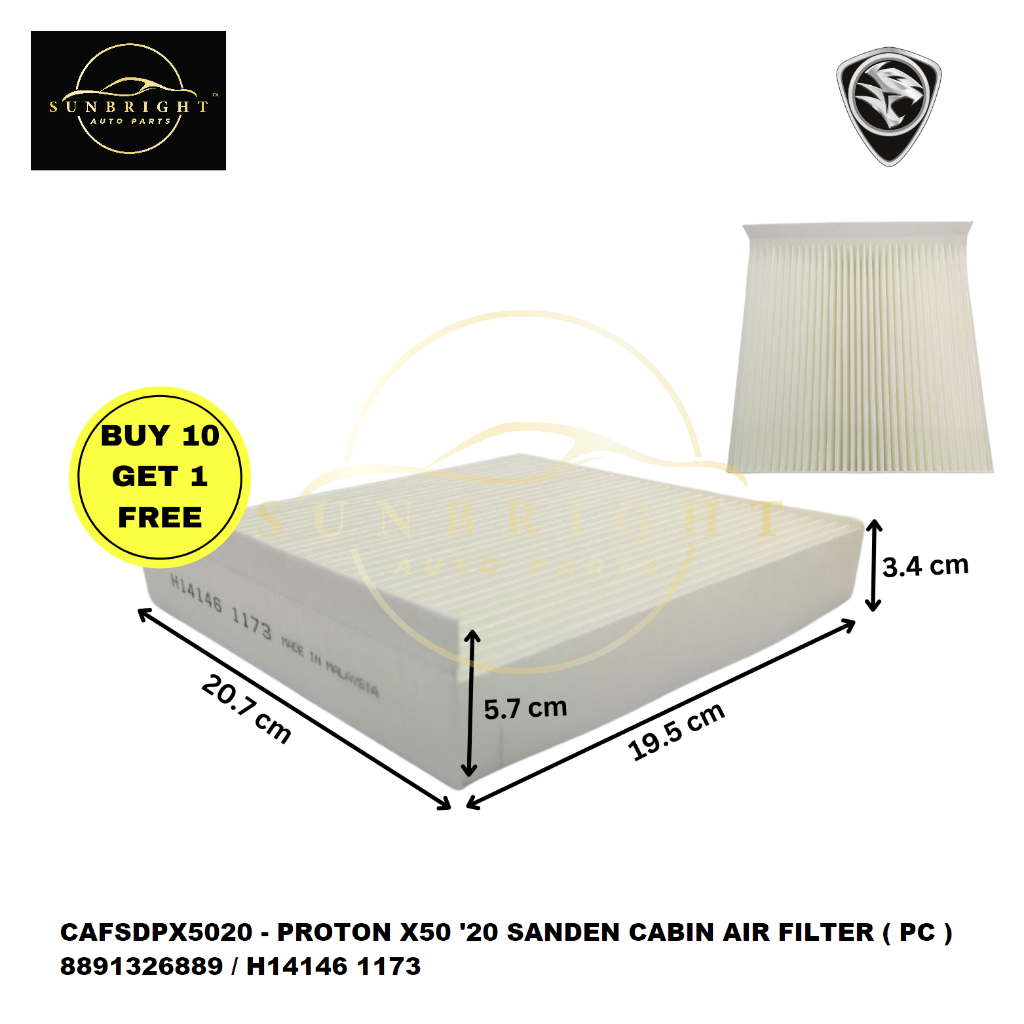 PROTON X50 '20 SANDEN CABIN AIR FILTER ( PC ) H14146 1173 ( BUY 10 FREE ...