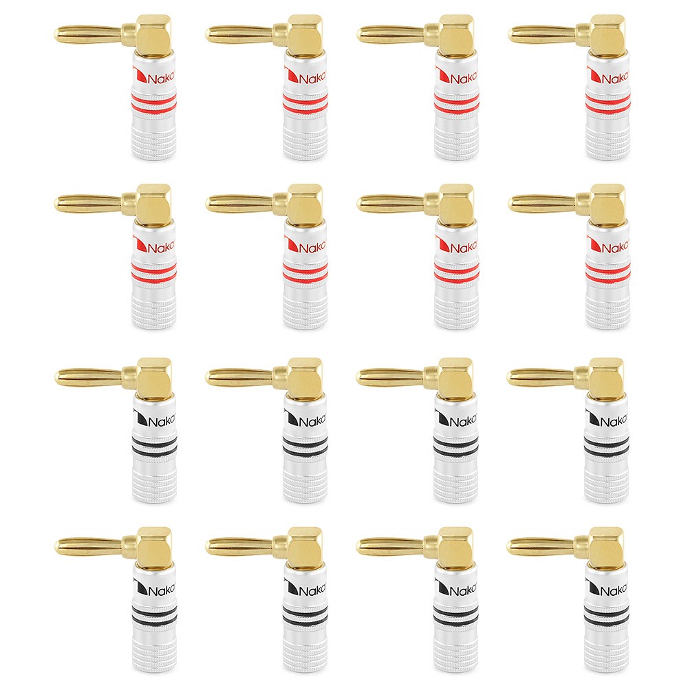 Nakamichi Excel Series 24K Gold Plated Right Angle Plug 12-18AWG Speakers Amplifier Hi-Fi AV ...