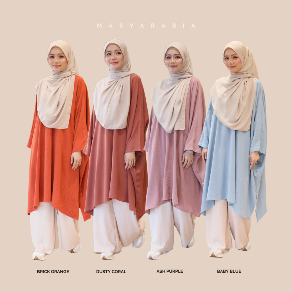 Blouse Labuh Ironless Muslimah Masyarabia Long Top Tunic Palazo Set ...