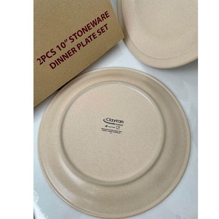 Claytan Round Plate Stoneware Dinner Plate Set (Beige) x 2pcs | Shopee ...