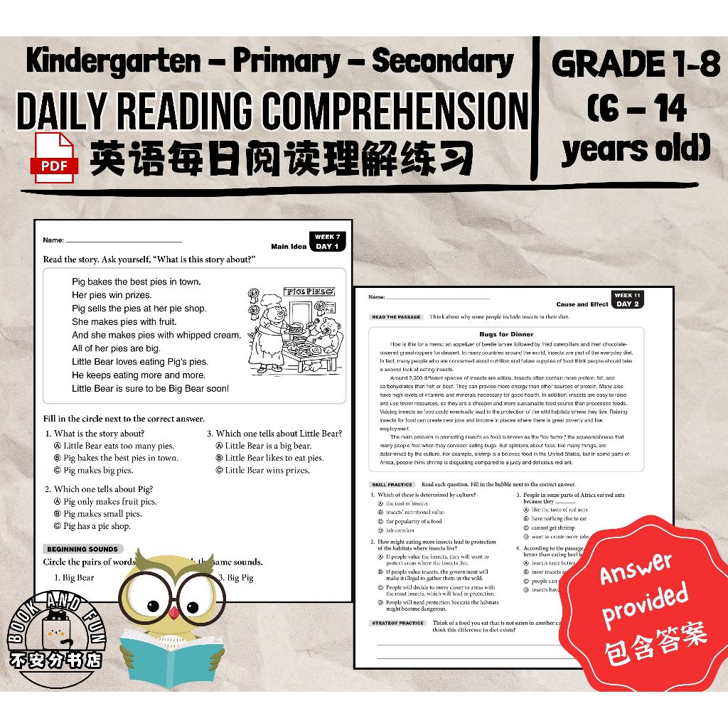 (PDF) English DAILY READING COMPREHENSION Workbook Grade 1 to 8 ...