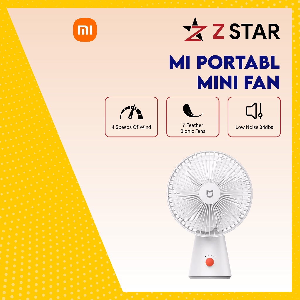 Xiaomi Mijia Mi Portable Mini Desk Fan (18.5H Long Battery Life, Low ...