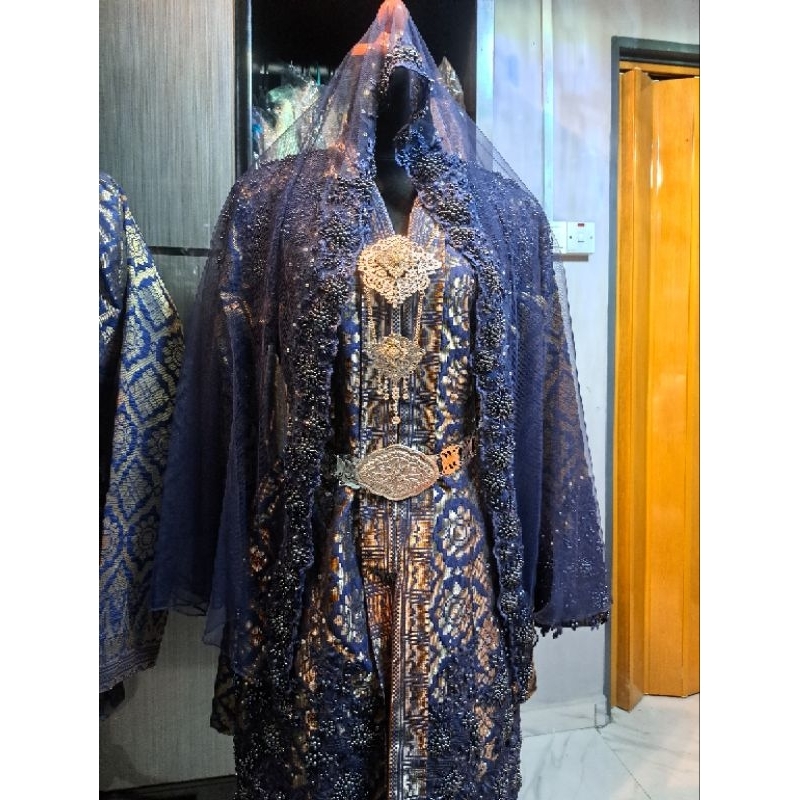 Baju Kebaya Songket Blue Black | Shopee Malaysia