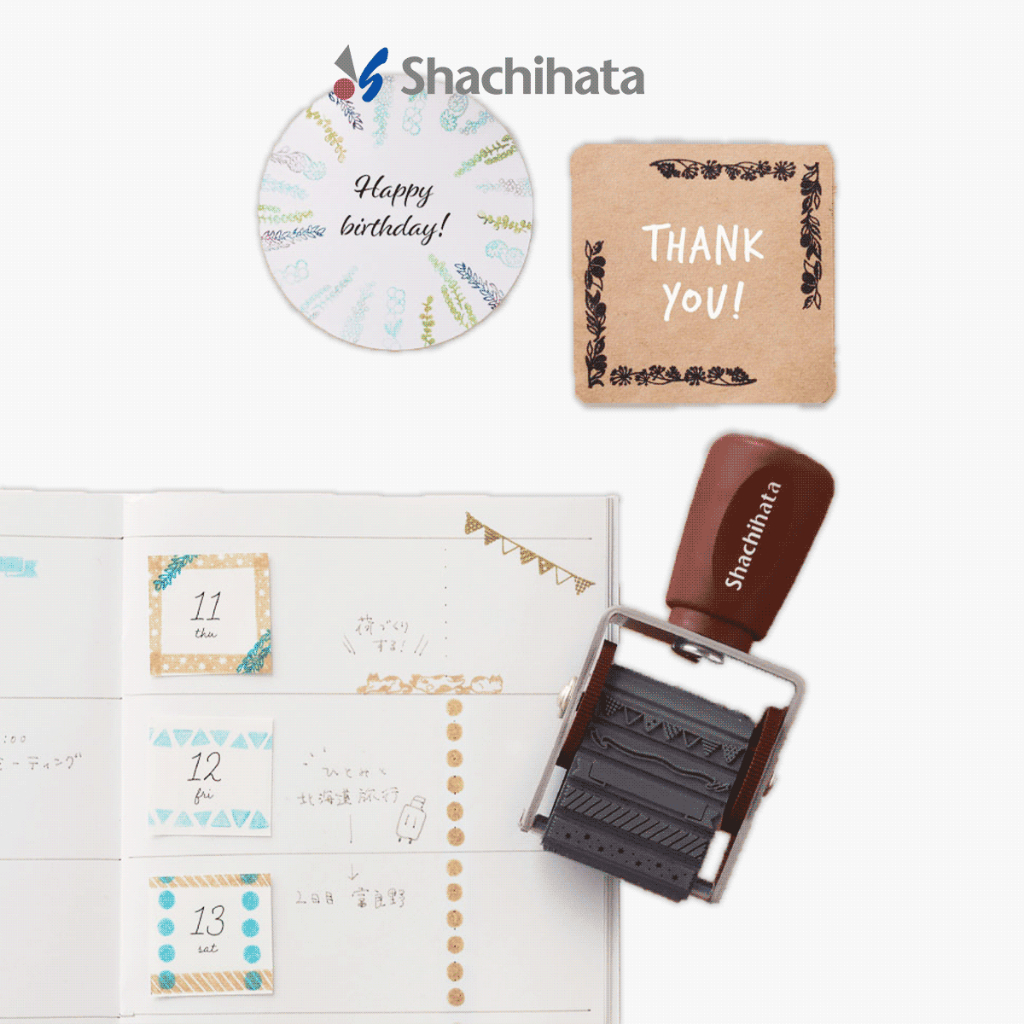Shachihata 13 in 1 Rotating Decoration Stamp for Journal etc x 7 Styles | Shopee Malaysia