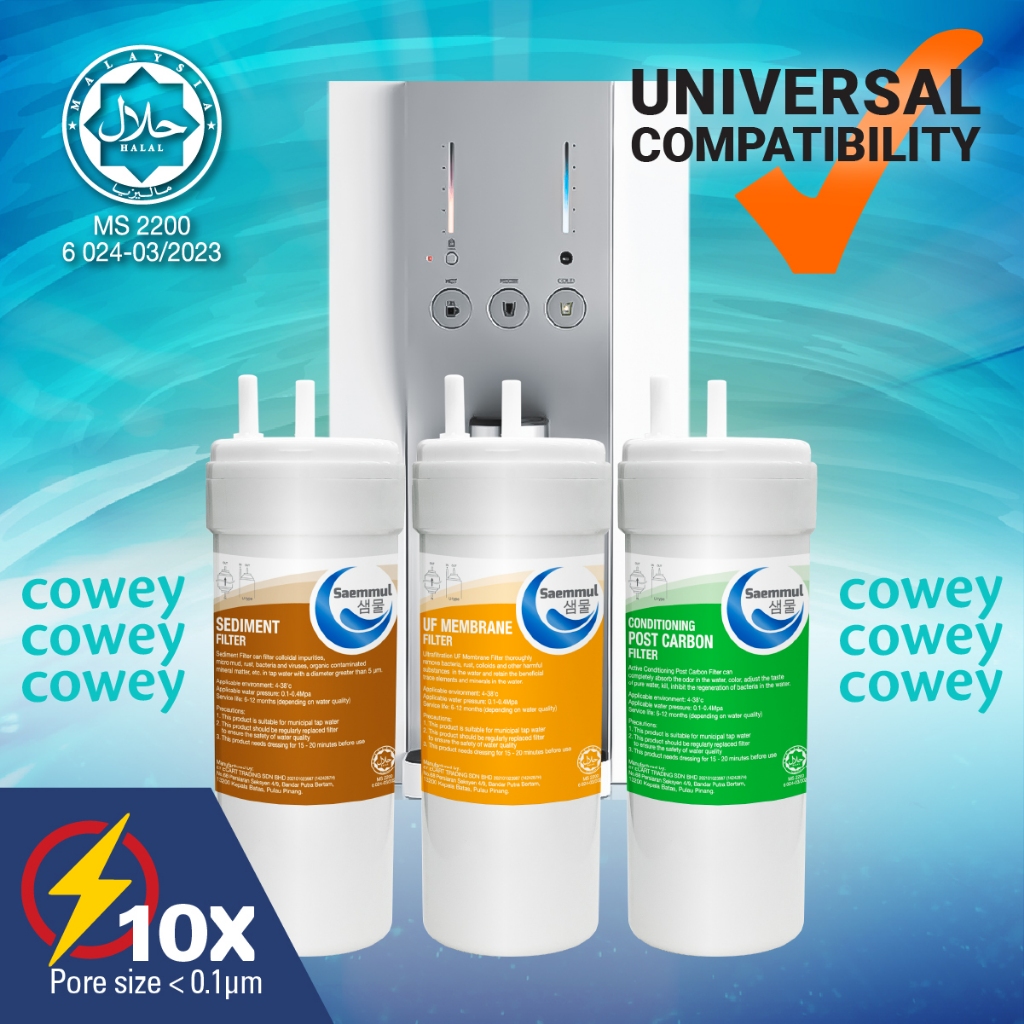 SAEMMUL 6”U UF WATER FILTER SET 3 STAGE HALAL COMPATIBLE FOR COWAY ...