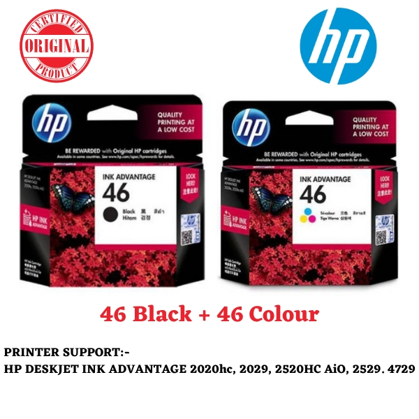 HP 46 Black & Colour Ink Cartridge (Original) | Shopee Malaysia