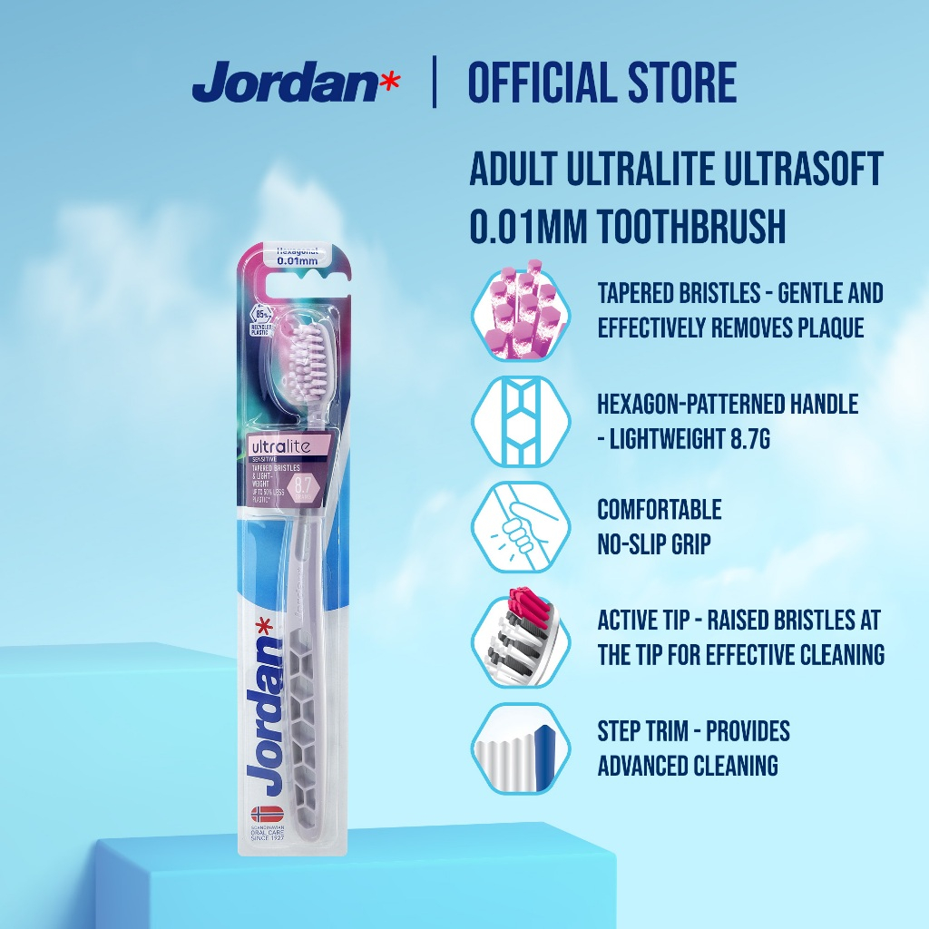 Jordan Adult Ultralite Ultrasoft 0.01mm Toothbrush - Lightweight and ...