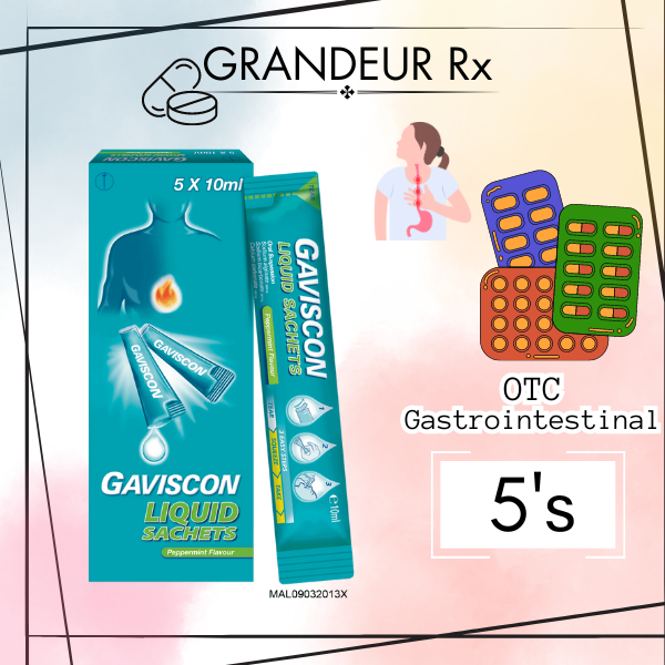 Gaviscon Peppermint Liquid Sachet 10ml Relief Heartburn Acid