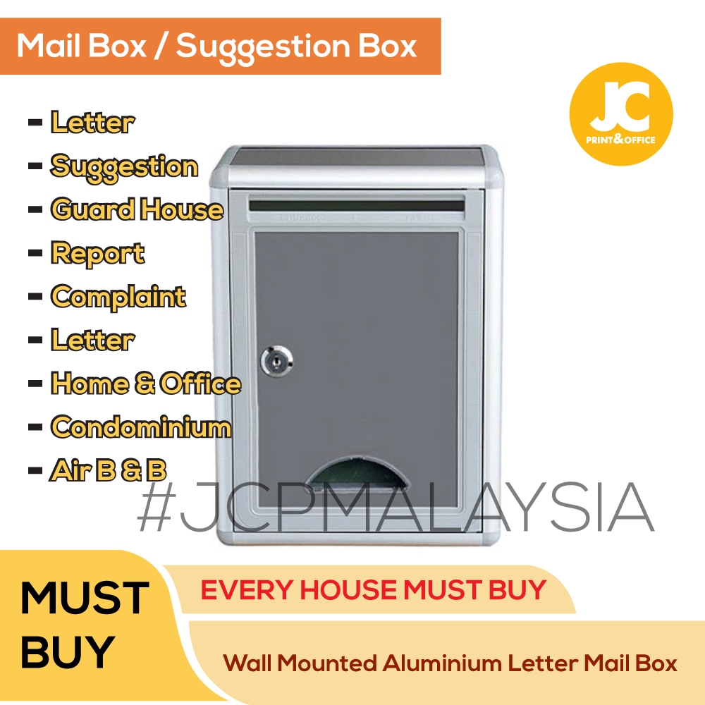 JCP Aluminium Alloy Solid Mailbox Wall Mounted Outdoor Letter Post Mail ...