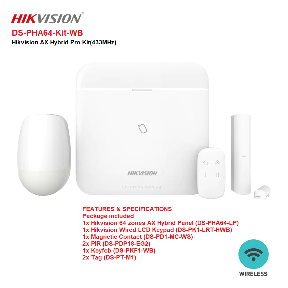 Hikvision DS-PHA64-Kit-WB Hikvision AX Hybrid Pro Kit(433MHz ...