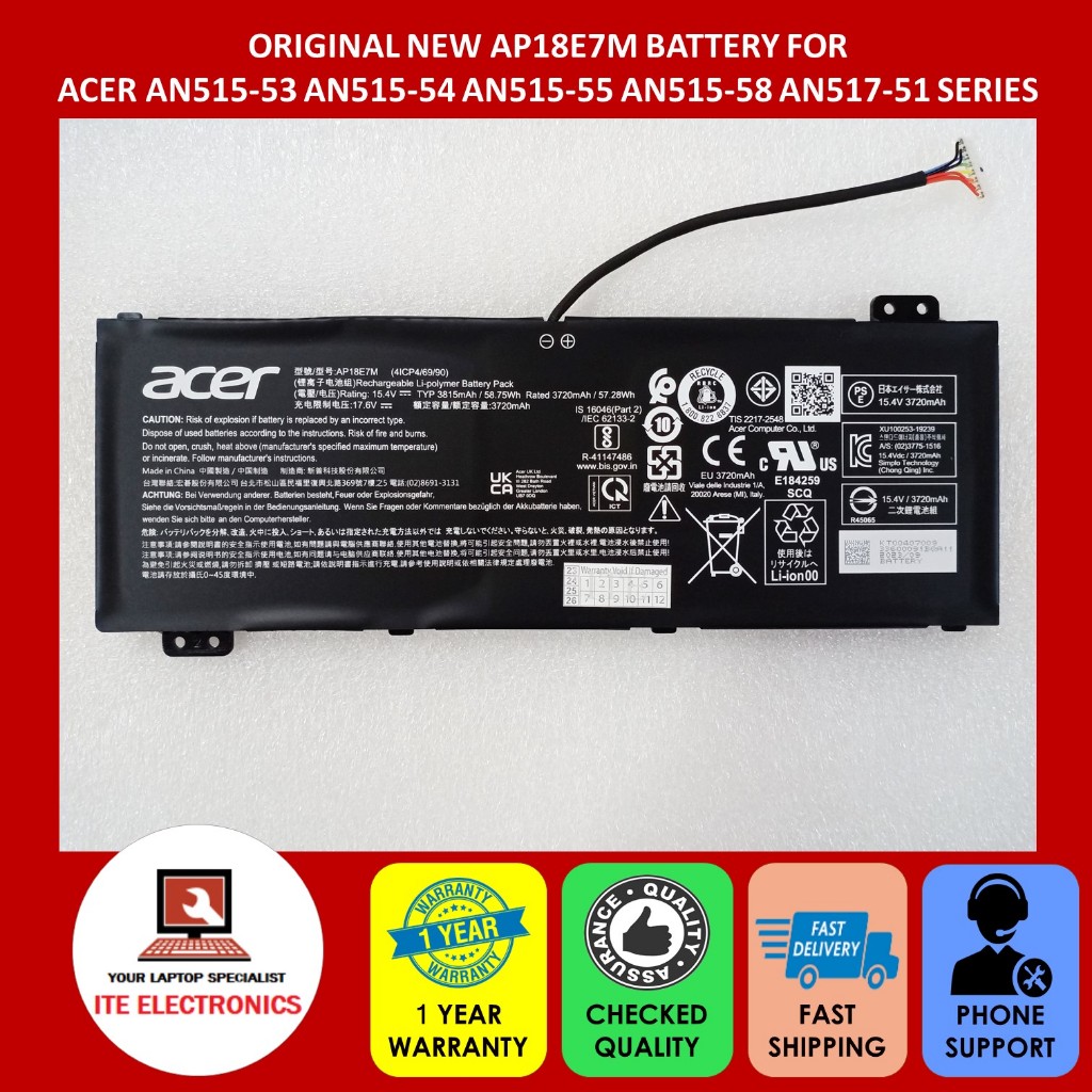 ORIGINAL NEW AP18E7M AP18E8M ACER AN515-43 AN515-54 AN515-55 AN517-51 ...
