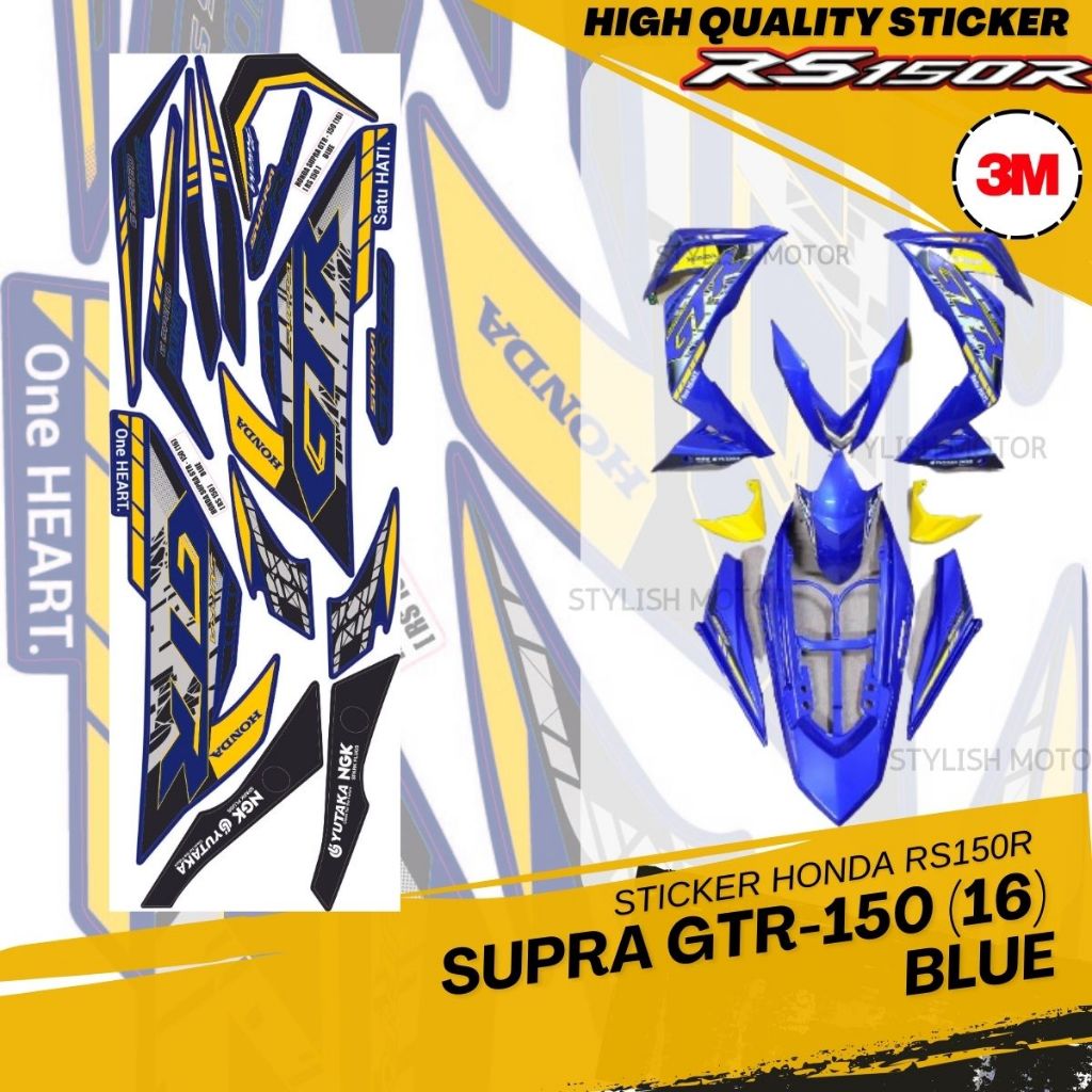 Stripe Honda Rs150 [ 3M Sticker ] Rs150r Supra Gtr-150 (16) Blue White ...