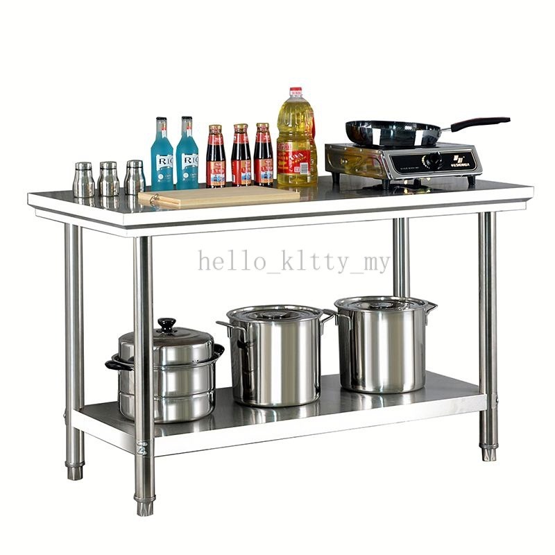 Kitchen Table Stainless Steel Double layer Working Table Meja ...