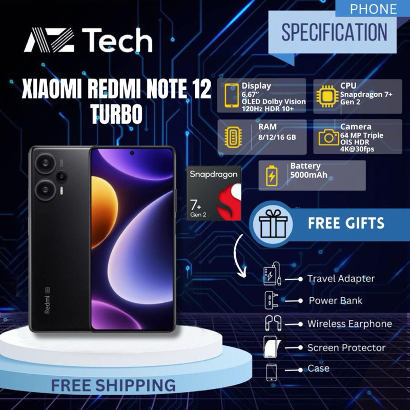 Xiaomi Redmi Note 12 Turbo | 12T Pro snapdragon 7+ Gen 2 | Shopee Malaysia