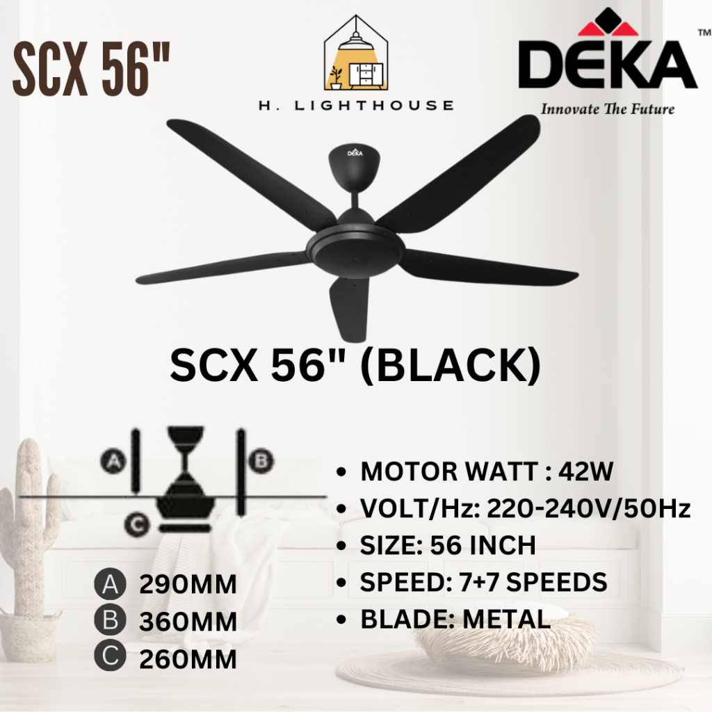 DEKA Ceiling Fan SCX 56" 42" DC Motor 7+7 Speeds / Ceiling Fan with ...
