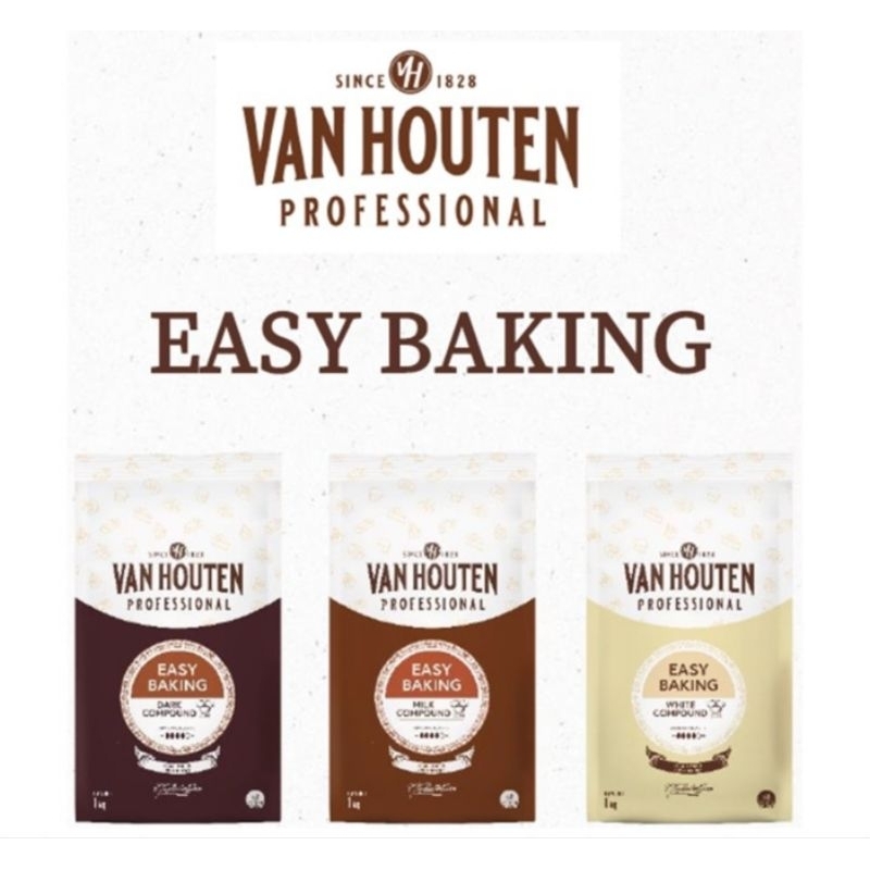 VAN HOUTEN Chocolate Compound Coins 1KG [Baking Use Dark/Milk/White Chocolate] Easy Baking Pack ...