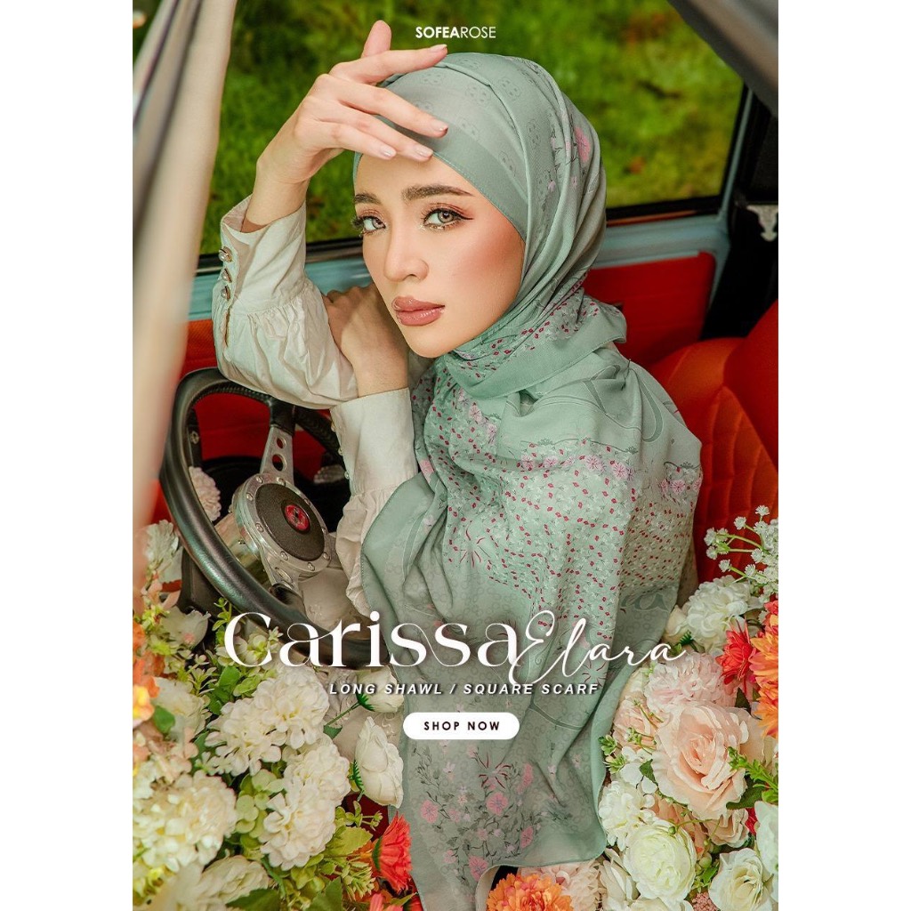 💙 Carissa Elara Bawal Square Scarf or Shawl by Sofearose 💙 Premium ...