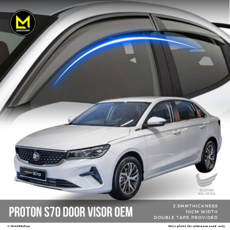 Proton S70 Door Visor 4 Inch Width 2.5mm Thickness Window Deflector Rain Guard Visor Sun Shade ...