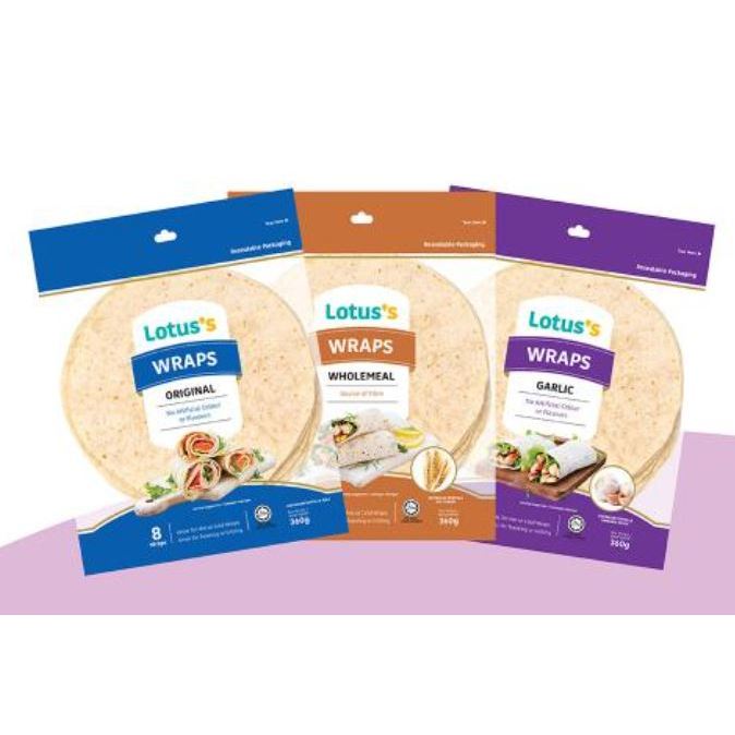 Lotus's Wraps Original / Wholemeal / Garlic 8 pcs/pack | Shopee Malaysia
