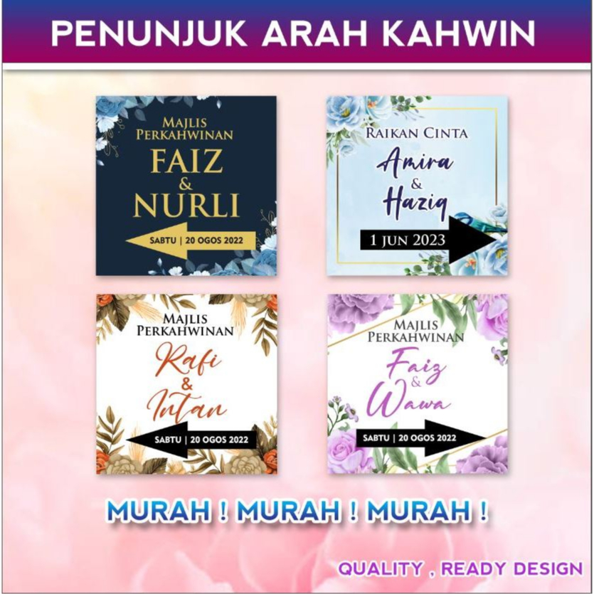 BUNTING PENUNJUK ARAH KAHWIN MURAH MURAH MURAH 1X1 / 2x2 | Shopee Malaysia