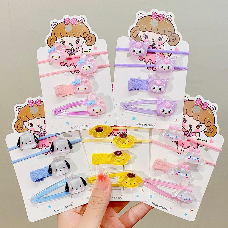 Sanrio 4pcs/set Hair Accessories Kuromi Cinnamoroll My Melody Hello ...