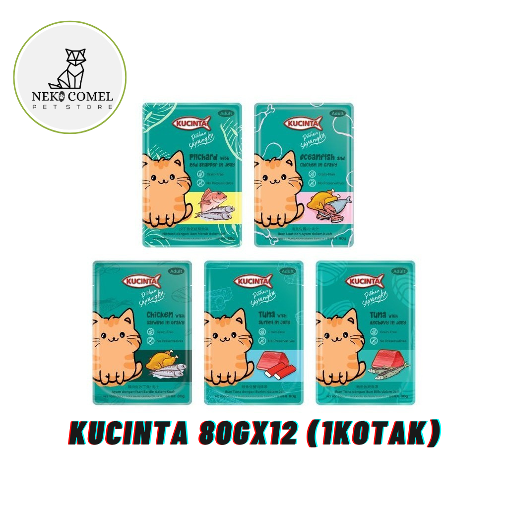 (1KOTAK)Kucinta Pouch Wet Food Pet Food 80gx12 / Makanan Basah Kucing ...