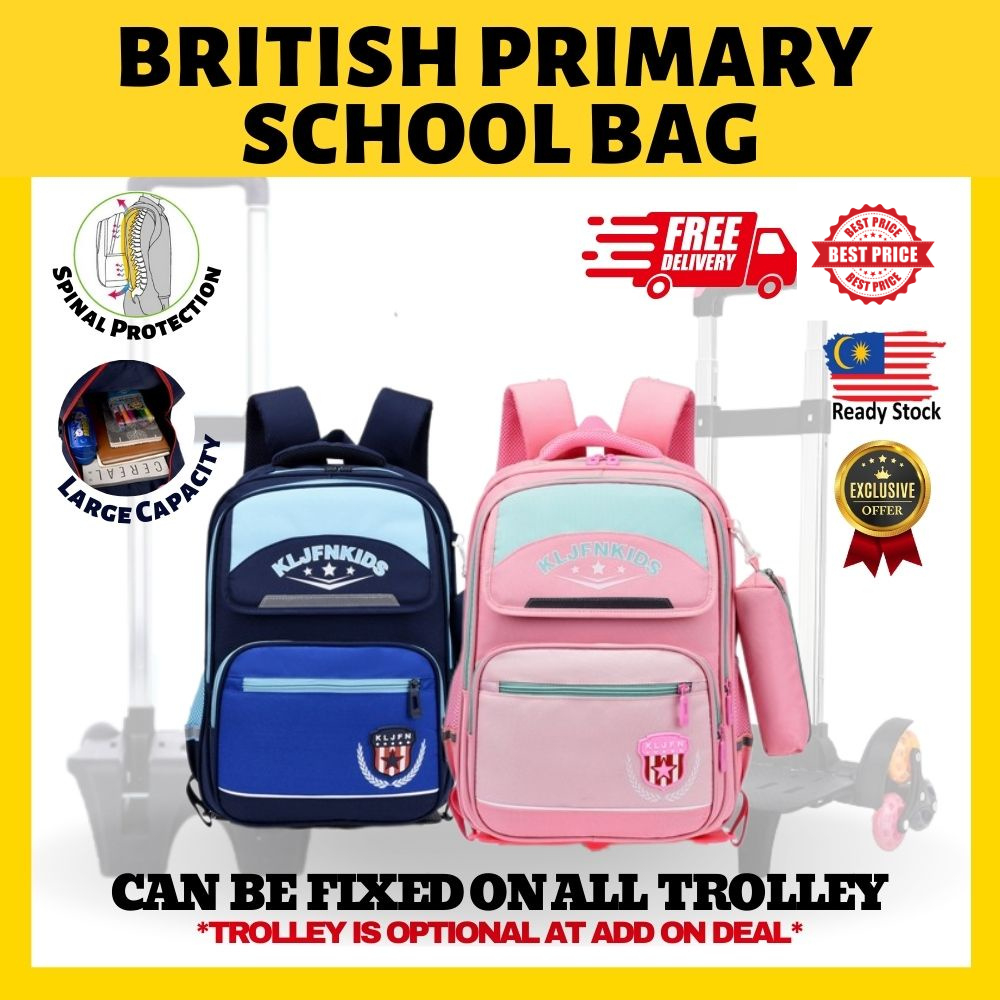 Trolley School Bag Primary School Bag Trolley Rolling Backpack Beg Beg ...