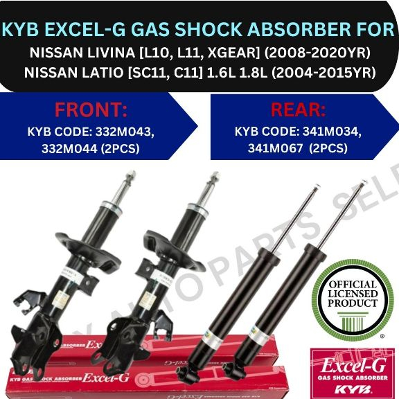 KYB GENUINE ABSORBER (FRONT, REAR) FOR NISSAN LIVINA [L10, L11, XGEAR ...