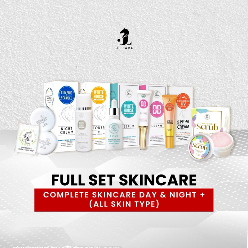 SET LENGKAP SKINCARE WHITE HORSE GLUTA JL FARA + FreeGift | Shopee Malaysia