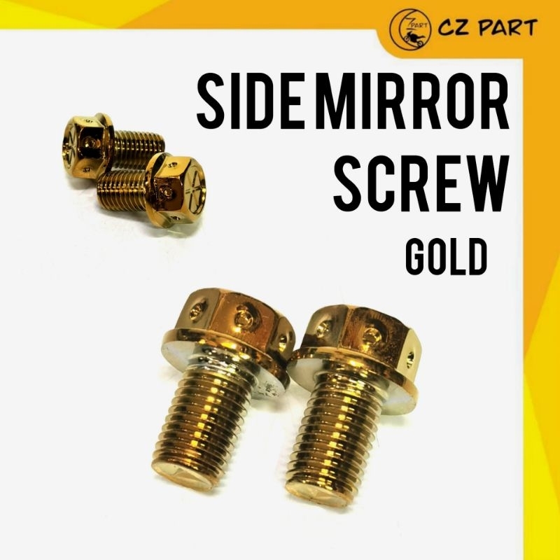 (2pcs) gold colour SIDE MIRROR SKRU SCREW PENUTUP CERMIN SISI MOTOR ...