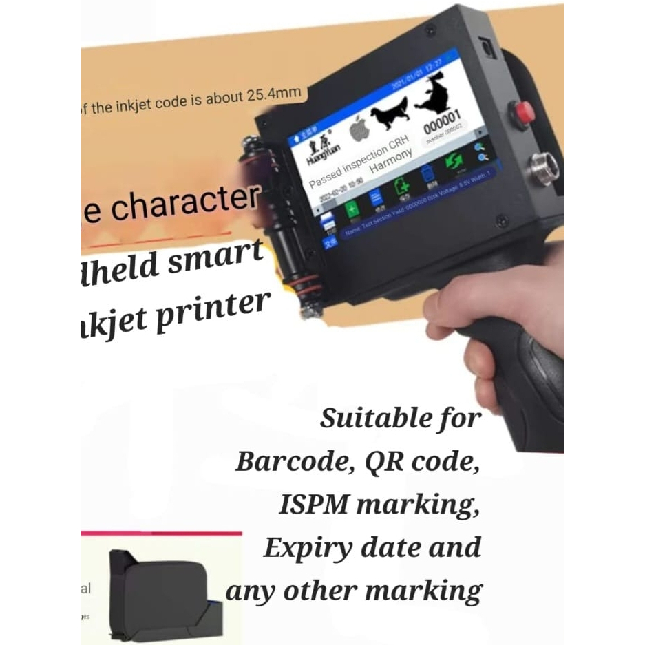Hand-held Inkjet Printer Date Time Coder Code Logo Label Printing height: 2~25.4mm adjustable ...
