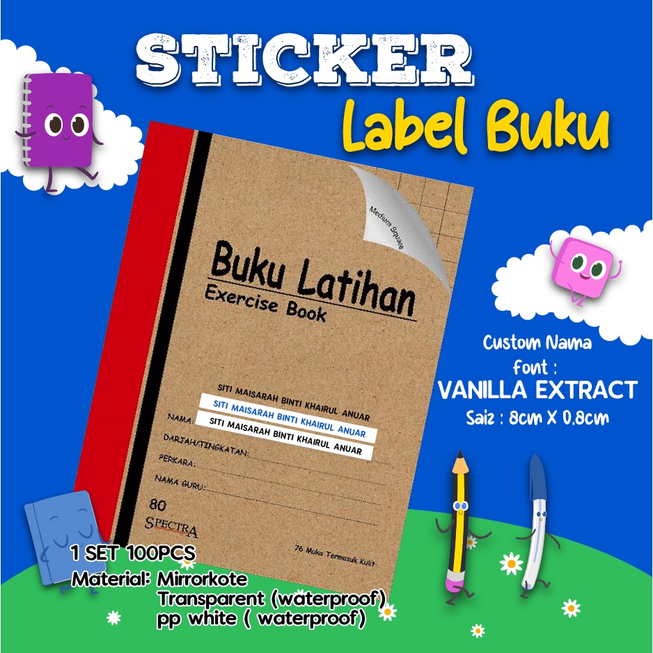 STICKER LABEL BUKU ALAT TULIS STIKER NAMA MURID JUMI JAWI | Shopee Malaysia