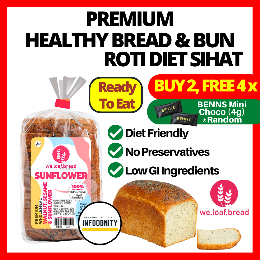 WE LOAF BREAD Healthy Bread LOW GI Bread Wholemeal Bread Loaf Roti Diet ...