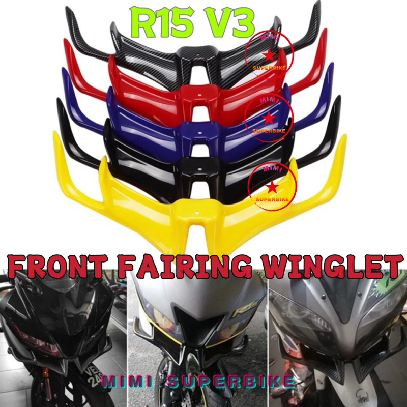 YAMAHA R15 V3 WINGLET ABS MATERIAL COLOUR RED BLUE YELLOW BLACK CARBON ...