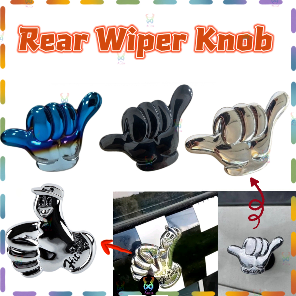 Glanz Hitman Hangloose Rear Wiper Knob Chrome Wiper Hat universal Jazz ...