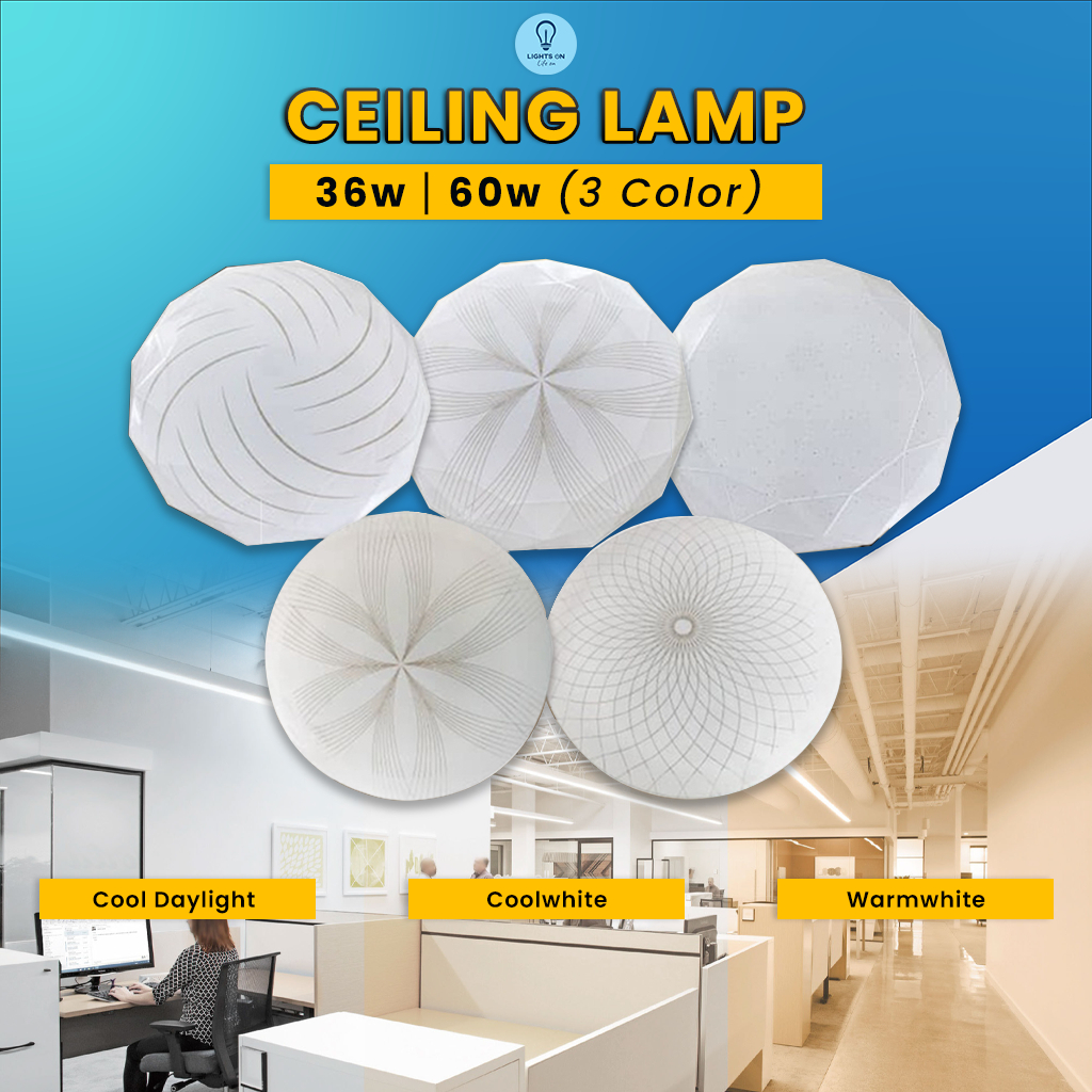 36W/60W LED Ceiling Light 3-Color Light Surface Light Lampu Surface ...